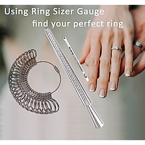 Meowoo Ring Sizer Measuring Tool Set, Ring Gauges with Finger Sizer Mandrel Ring Sizer Tools for Jewelry Sizing Measuring