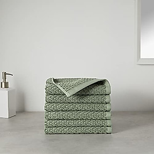 Amazon Basics Odor Resistant Textured Hand Towel, 16 x 26 Inches - 6-Pack, Green