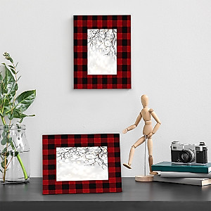JXDXHCW 4x6 Picture Frame Red Buffalo Plaid Home Gallery Wall Tabletop Decor with Stand Hanging Hook for Photos Certificate Poster Collage Display-Checkered Pattern Frame