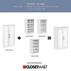 ClosetMaid Modular Storage Pair Set, Wood Closet Organizer, Shaker Style, Add On Accessory for Shelf Units, White, Solid 2-Door Kit