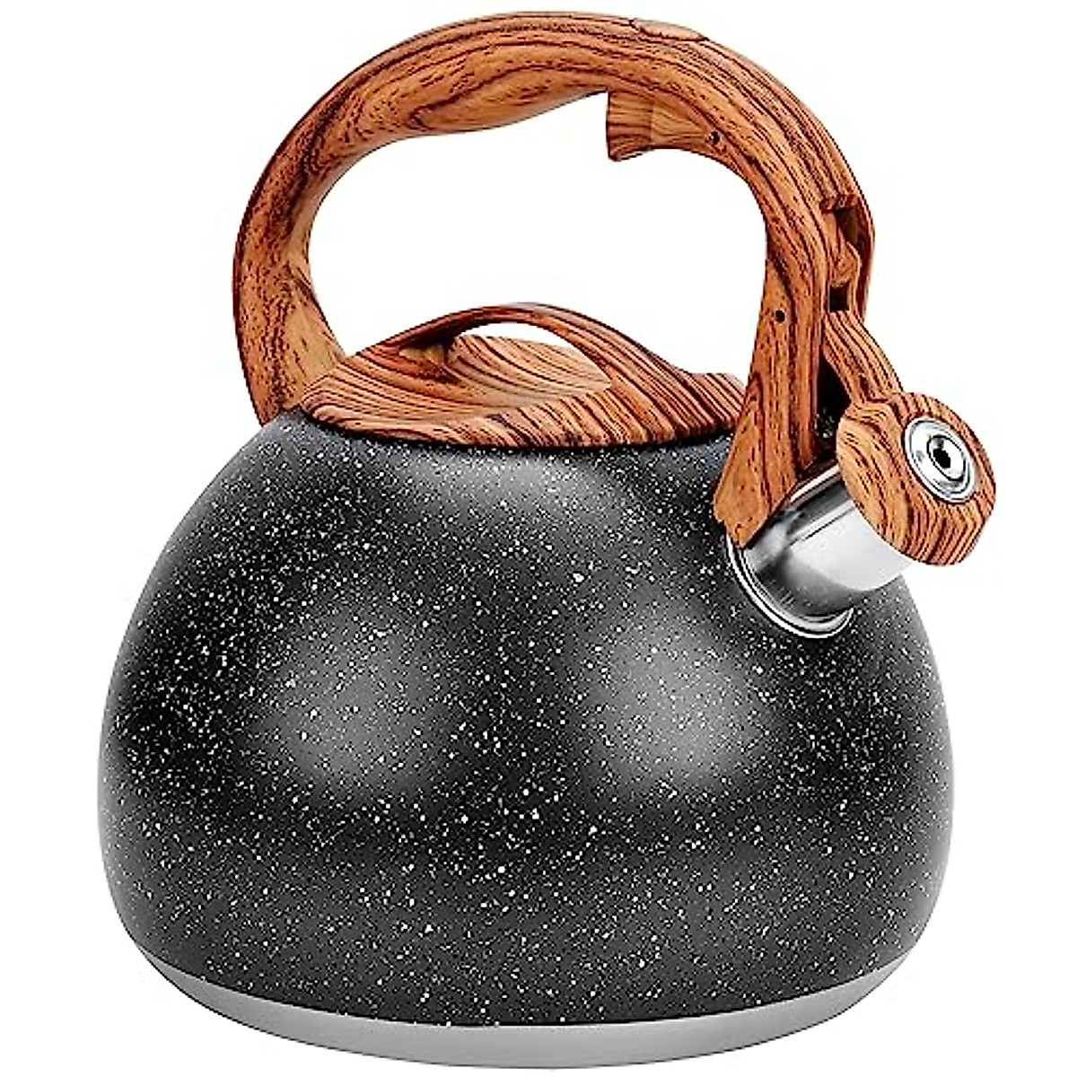 KIAADSY Tea Kettle, 3L Whistling Tea Kettle Stovetop, Tea Pots for Stove Top Food Grade Stainless Steel with Wood Pattern Handle, Graphite Gray Teapot