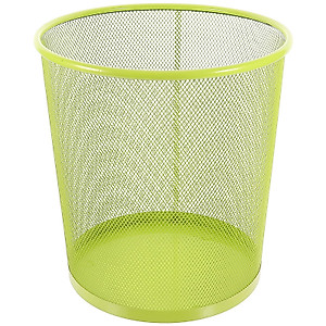 Ciieeo Green Mesh Trash Cans Mesh Office Trash Can Open Top Metal Wire Wastebaskets Waste Basket for Near Desk Garbage Can Recycling Garbage Container Bin 26.5x28cm