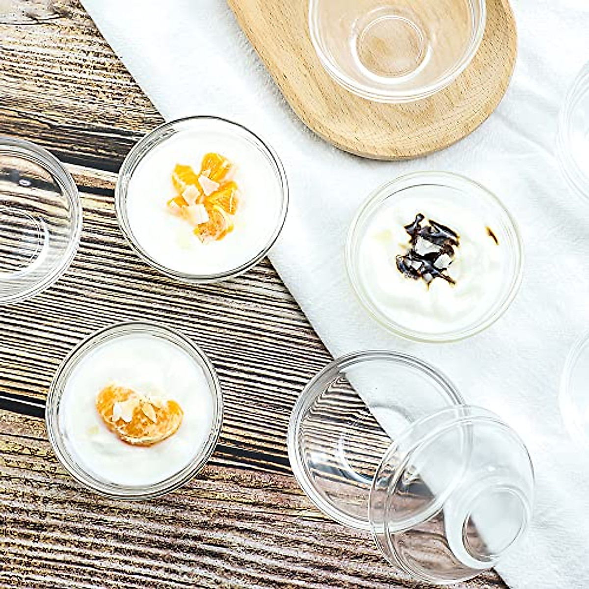 JHNIF 12pcs Clear Glass Soy Sauce Dipping Bowls Side Dishes for Snack Sushi Fruit Appetizer Dessert. 3 Inch