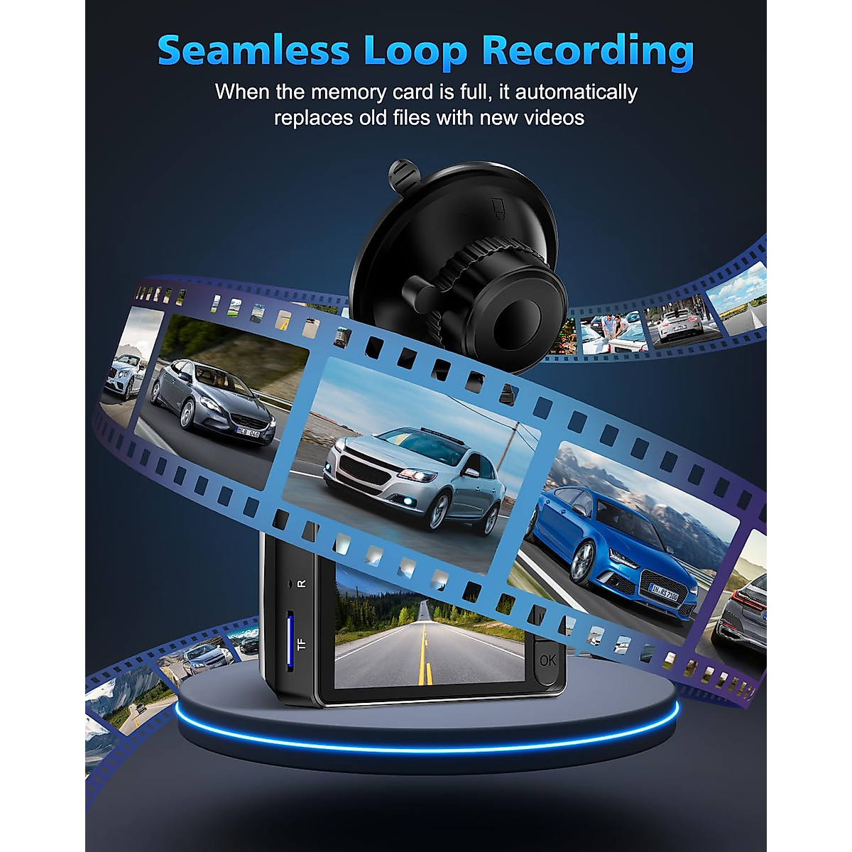 SUVCON Dash Cam Front and Rear 2K, Black