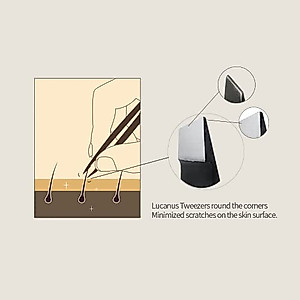 Tweezer LUCANUS PICK ME Tweezers 1pcs with Leather Case - Slant Tip Professional Stainless Steel Eyebrow Tweezers for Women & Men - Ultra Precision on Brow, Facial Hair & Ingrown Hair