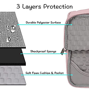 MOSISO Laptop Sleeve Compatible with MacBook Air 13 inch M2 M1 2023-2018/Pro 13 inch 2023-2016, Polyester Multifunctional Briefcase Bag, Pink