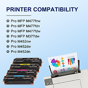 TEINO Compatible Toner Cartridge Replacement for HP 410A CF410A CF411A CF412A CF413A for Color Laserjet Pro MFP M477fnw M477fdw M477fdn Pro M452nw M452dw M452dn (Black, Cyan, Magenta, Yellow, 4 Pack)
