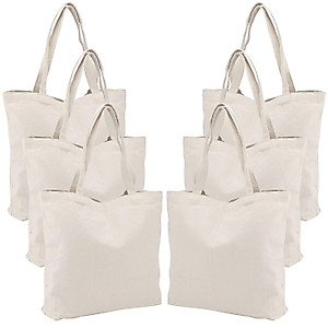 Segarty 6 Packs Large Canvas Tote Bags, 20X15 Inch Reusable Grocery Bags, Heavy Duty Shopping Bags with Bottom Gusset, Natural White Blank Cloth Shoulder Bags Perfect for DIY Crafting Decorating