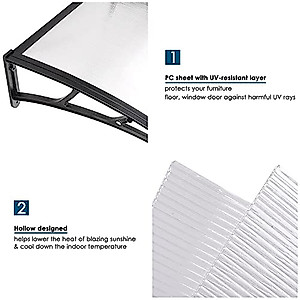 Instahibit 2 Whole 40"x40" Window Awning Door Cover UV Rain Snow Protection Outdoor Patio Canopy One-Piece Hollow Sheets