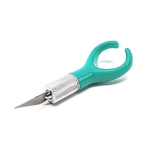 Excel Blades K71 Fingertip Craft Knife - 7 Inch Ergonomic Hobby Knife With Finger Loop - Crafting Supplies - Scrapbooking Knife and Cutting Tool For Precision Cutting and Trimming - Green Teal