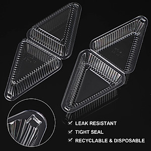 100 Piece Pie Container with Lid Clear Cake Slice Container Plastic Medium Dome Hinged Lid Cheesecake Container, Pie Dessert, Food Box, Take out Packaging for Home, Bakery and Cafe Business