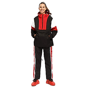 SNBOCON Womens Two Piece Snowsuits Ski Half Zip Jackets and Pants Set Winter Snowboard (M,Black)