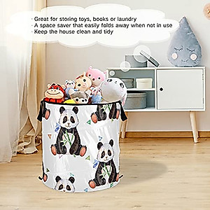 Cute Panda Pop Up Laundry Hamper With Lid Foldable Laundry Basket With Handles Collapsible Storage Basket Clothes Organizer for College Dorm Apartment