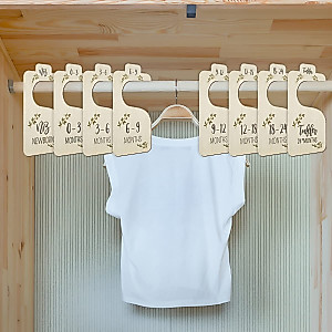 Fantasyon Wood Baby Closet Dividers Set of 8 Double-Sided Baby Clothes Organizer from Newborn to 24 Months Nursery Decor Dividers Hangers to Make a Tidy Organized Baby Closet