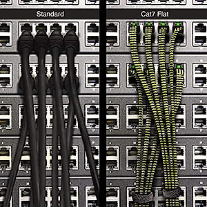 GearIT Cat 7 Ethernet Cable (100ft, 5-Pack) High Speed Nylon Braided Flat Internet Computer Patch Cord - Compatible Cat7/Cat6/Cat5e RJ45 LAN Router, Modem, Switch, Gaming - 100 feet
