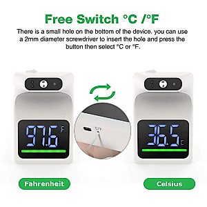 GEKKA Wall Mounted Infrared Forehead Thermometer for Adults, Non Contact Digital Wall Thermometer with LCD Display Fever Alarm Accurate Instant Reading for Offices, Schools, Factories