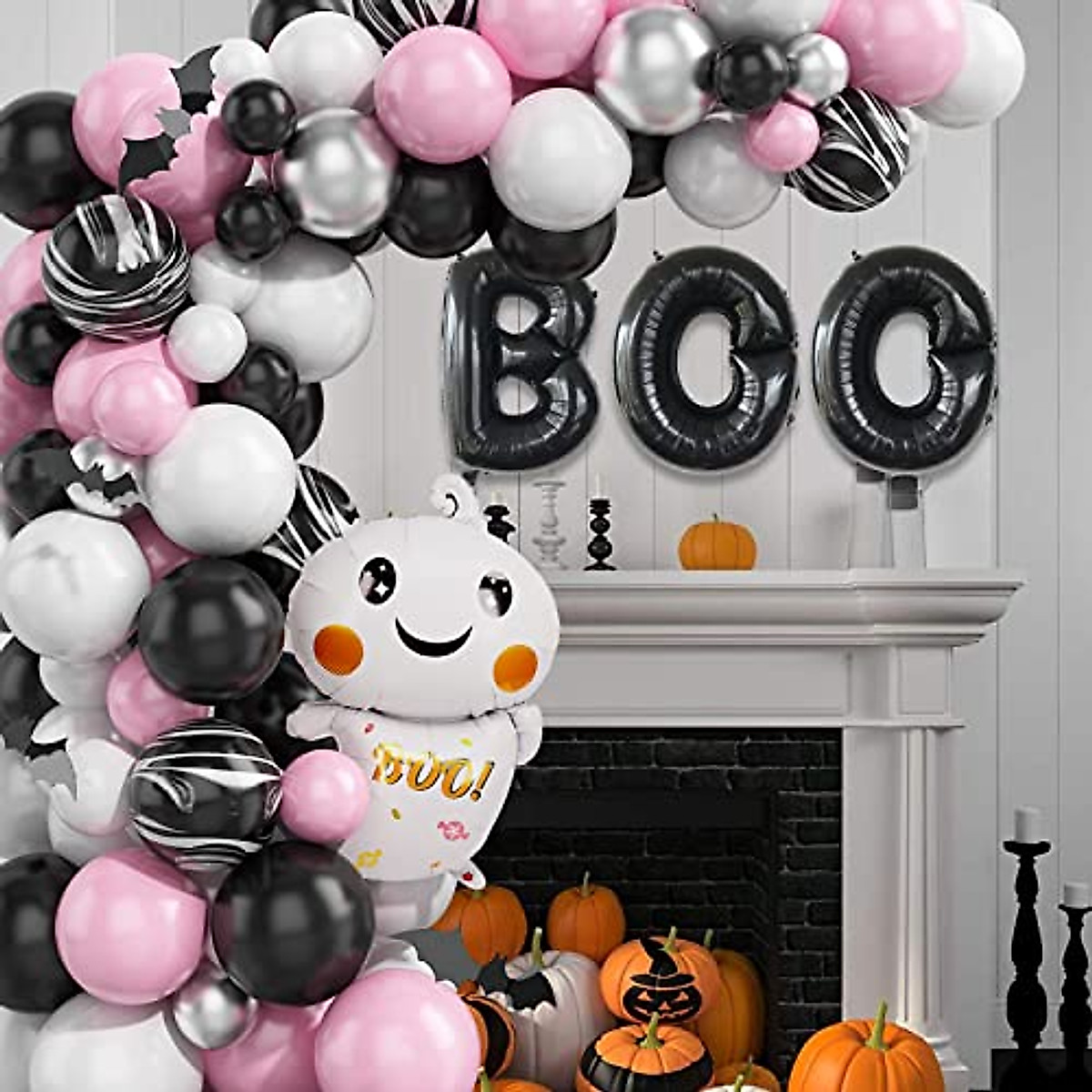 Halloween Balloon Arch Garland kit,BTZO Pink and Black Balloons for Girls Birthday Party Baby Shower Decorations Boo Party Kids Halloween Theme Party Background