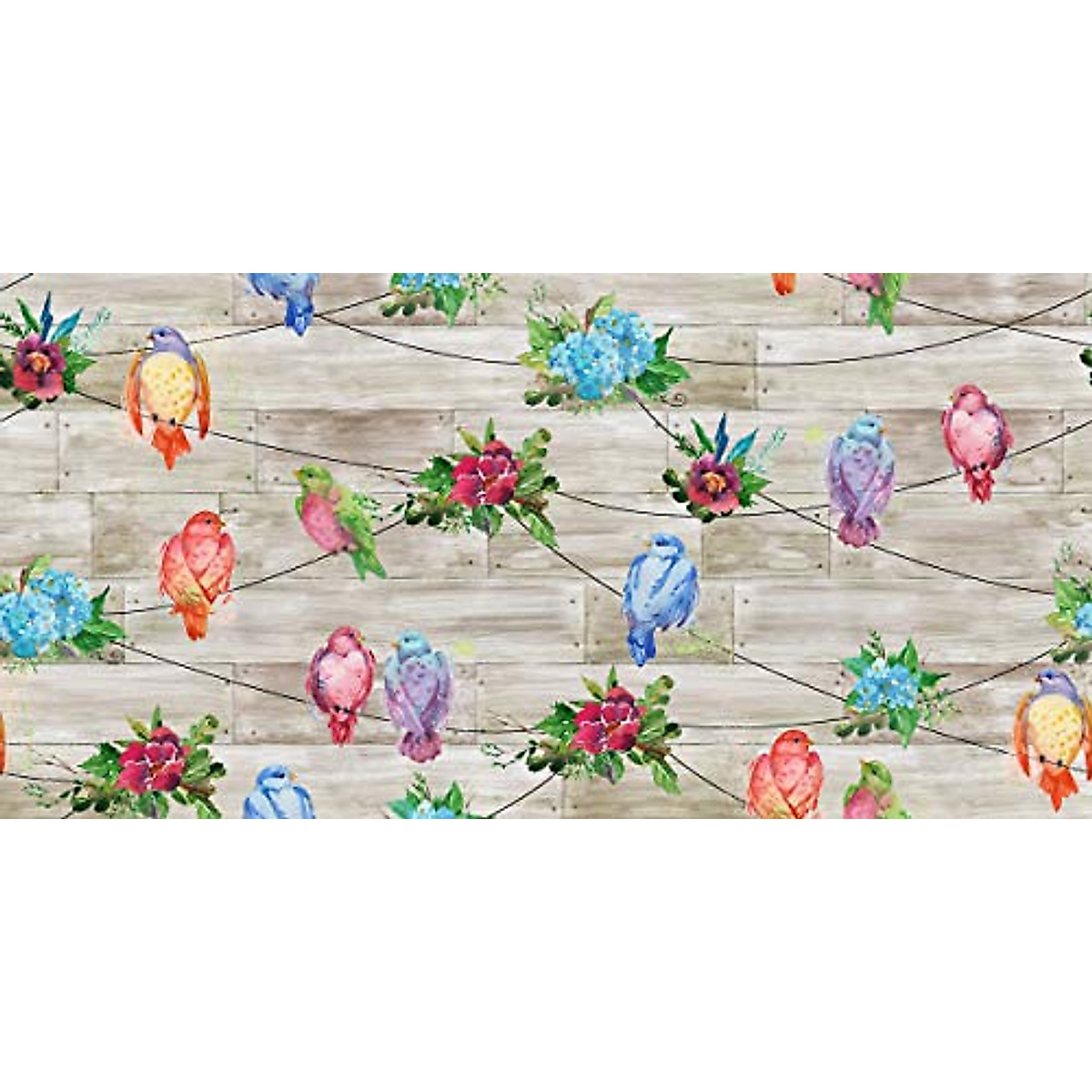 Stitch & Sparkle Melody Garden-Abloom Birds 100% Cotton Fabric 44" Wide, Quilt Crafts Cut by The Yard
