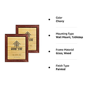 Rustic Wooden Picture Frames 8x10 - Cherry - Set of 2 - Natural Eco Solid Wood and High Definition Real Glass for Wall Hanging and Tabletop Photo Frame