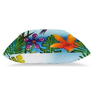 Tropical and Exotic Garden with Hummingbird Design Pillow Cover Soft Square Decorative Pillow Covers for Home Sofa Couch 18" X 18" Set of 2 Outdoor Decorative Pillowcase (2 Pack)