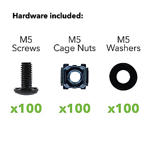 NavePoint M5 Cage Nuts and Screws for Server Shelves Cabinets - 100 Pk Rack Mount