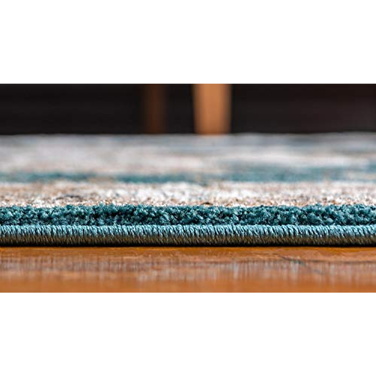Unique Loom Aurora Collection Over-Dyed, Abstract, Botanical Southwestern, Transitional Area Rug, 8 ft x 8 ft, Teal/Beige