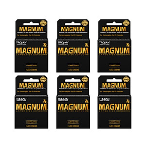 Trojan Magnum Lubricated Latex Condoms-3 ct (Quantity of 6)