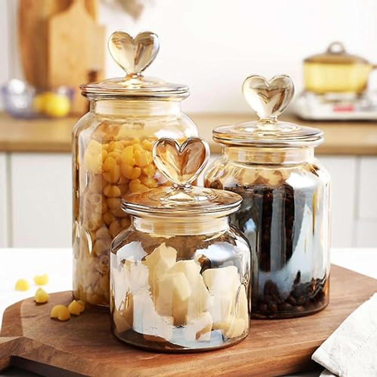 Glass Storage Jars - Clear Glass Candy Jar, Love Food Storage Pot For Cookies Snacks Dried Fruits And Nuts -grid-11 * 11 * 22.5cm (Color : Grid)