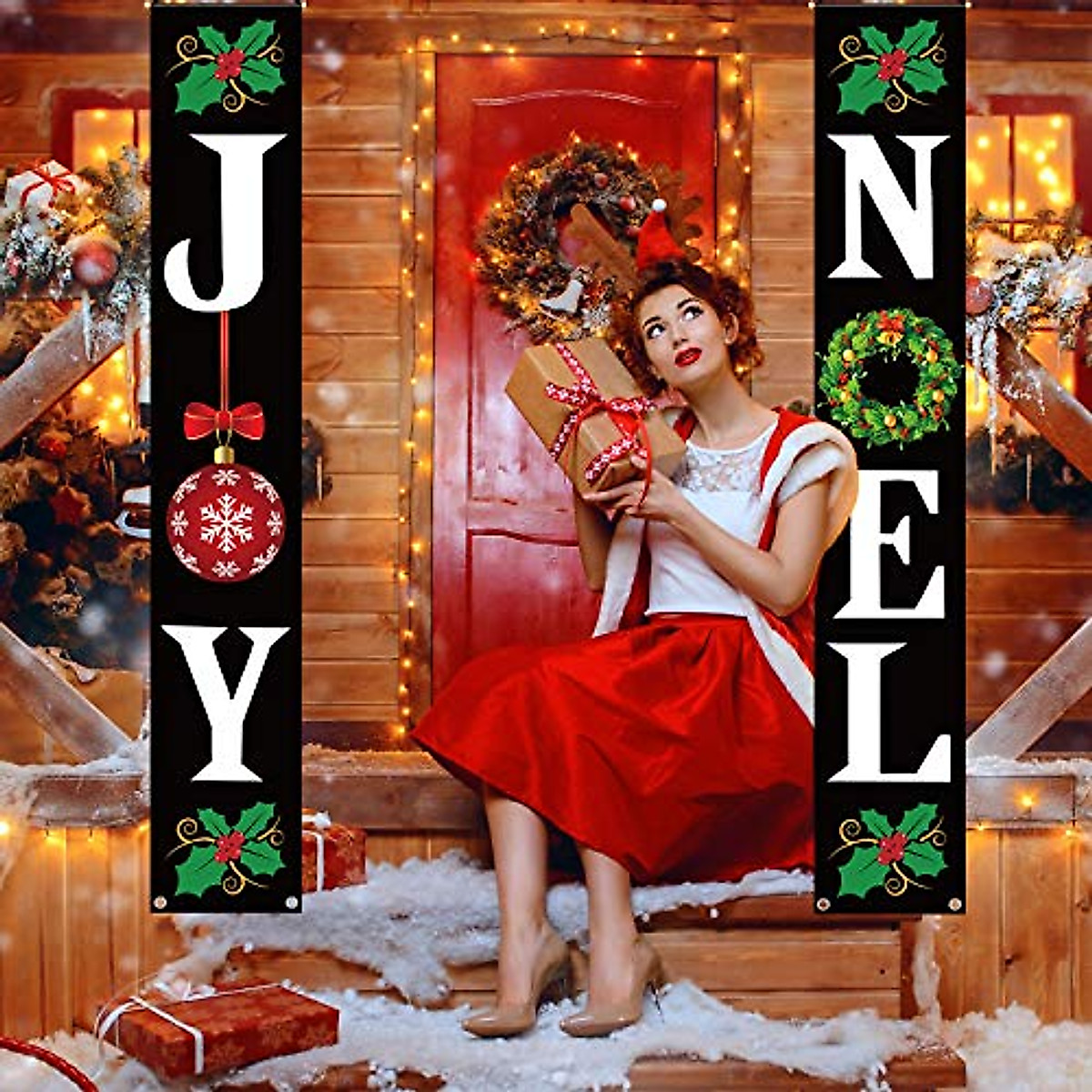 Farmhouse Christmas Porch Signs - Joy & Noel Decorations | Whaline