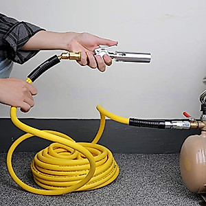 Hromee Air Compressor Hose 3/8 in x 50 ft Hybrid Rubber & PVC Hose with 1/4 in MNPT Swivel End Connector and Quick Universal Industrial Coupler & Plug Kit 300 PSI Yellow