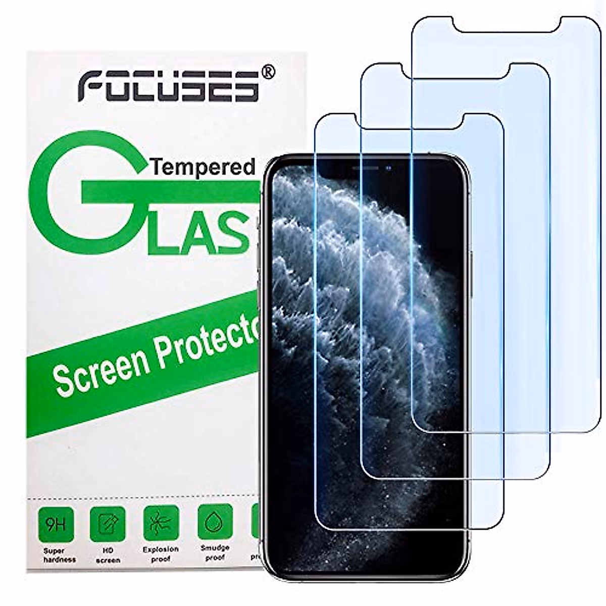 Focuses Screen Protector for iPhone 11 Pro Max, iPhone XS Max, Anti-blue Light Temper Glass Film [Eye Protection ] for iPhone Pro Max/XS Max-3Pcs