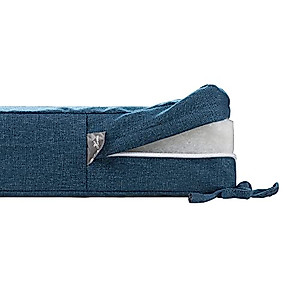 FUNHOME Water-Resistant Outdoor Bench/Settee Cushion Slip Cover,Patio Furniture Cushion Covers,Garden Long Chair Cover ONLY-42x18x3 INCH (Dark Blue)