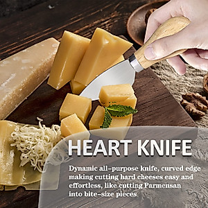 Tymoosty Cheese Knives, 4PCS Cheese Knife Set, Cheese Knives for Charcuterie Board with Wooden Handle, Mini Steel Stainless Cheese knife set