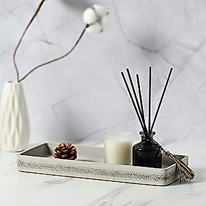 Grey Bathroom Accessories Set, Includes Ceramic Bathroom Soap Dispenser, Toothbrush Holder, Soap Dish and Concete Tray