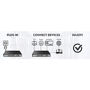 Netis ST3124GS 24 port Unmanaged 10/100/1000M Gigabit Switch, Desktop Ethernet Splitter, Ethernet Hub, Plug and Play, Fanless Quite, Traffic Optimization, Sturdy Metal Desktop size, expandable to standard 19 inch rack mount with included mounting bracket,