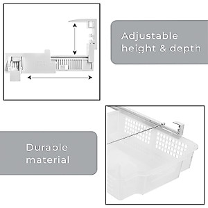 Smart Design Adjustable Pull Out Refrigerator Drawer - Extra Large - BPA Free Plastic - Holds 20 lbs - Extendable Sliding Fridge Bin, Freezer, Pantry Food Holder Storage Organizer - Kitchen - Clear