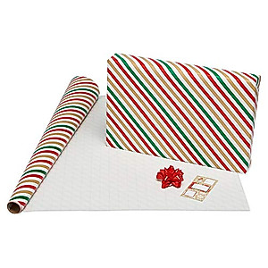 American Greetings Christmas Wrapping Paper Kit - 4 Traditional Rolls with Gridlines, 7 Bows and 30 Gift Tags (41-Count, 120 sq. ft.)