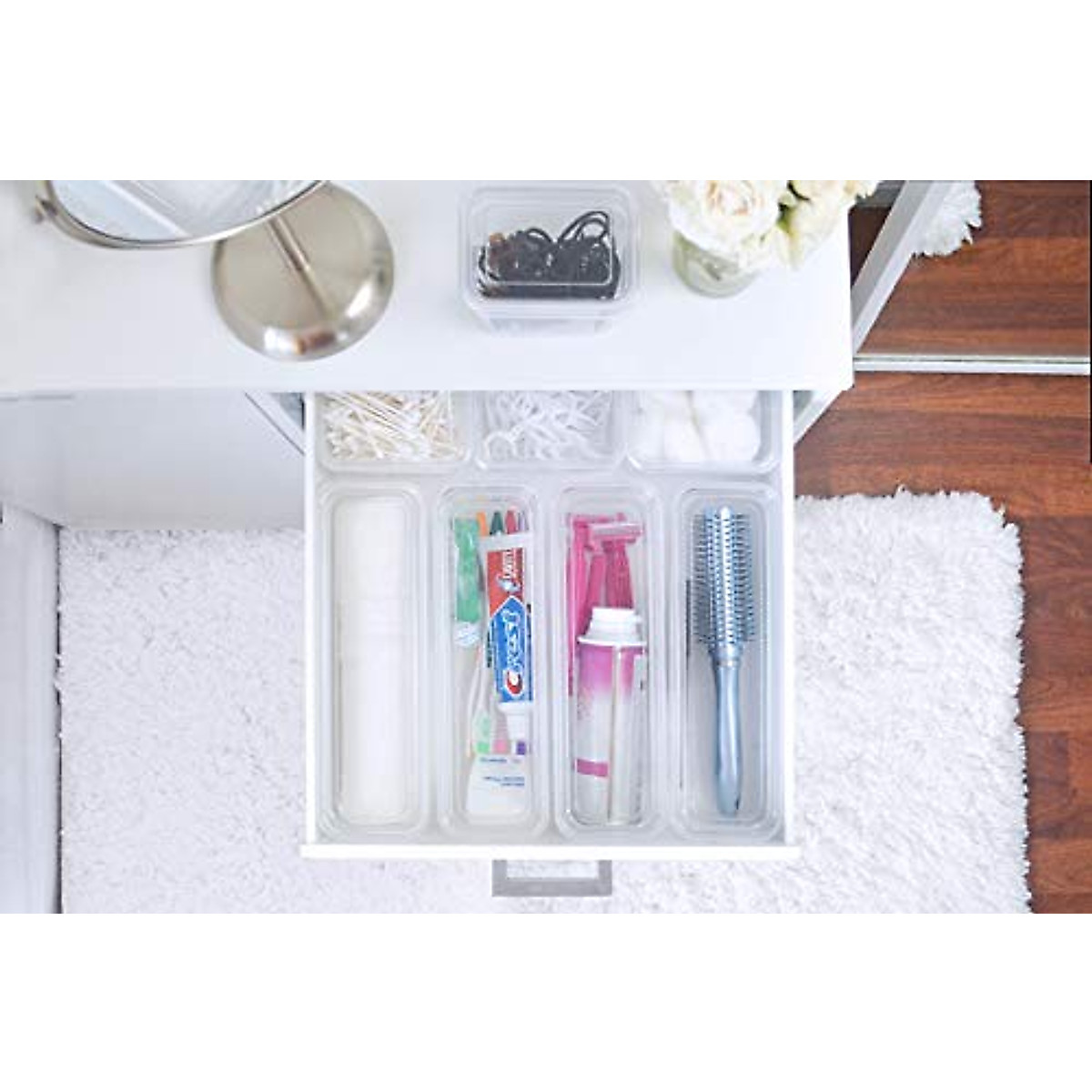 AB Designs Mixed Bin Pack, [4] Long & [4] Small Home Organizer Storage Boxes with Lids, Clear