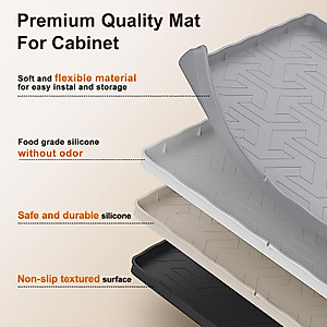 Sevenblue Under Sink Mat for Kitchen Waterproof, 34" × 22" Under Sink Liner and Protector for Bottom of Kitchen Sink, Bathroom Silicone Basin Undersink Mat Cabinet Shelf Drip Tray(Grey)