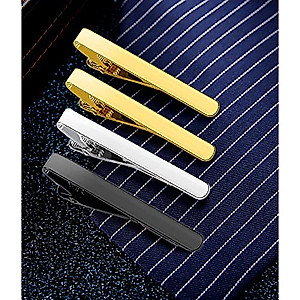 8 Pack Tie Clip for Men Roctee Tie Bar Clip Set Formal Business Men's Necktie Clips Shirts Men Slim Tie Pin Clamp, Gold Silver Black, New and Fashion