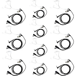 HEOPBIRD 1 Pin 2.5mm Walkie Talkie Earpiece with Mic Covert Acoustic Tube Headset for Motorola Talkabout MH230R MR350R T200 T200TP T260 T260TP T460 T600 T800 MT350R Two Way Radio Accessories 10 Pack