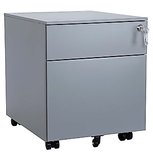 AIMEZO 2-Drawer Mobile File Cabinet Under Desk Storage for Home Office, Fully Assembled Silver