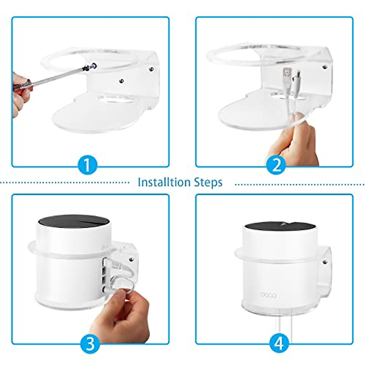 OkeMeeo Wall Mount for TP-Link Deco AX3000, Space Saving Sturdy Acrylic Mount for Deco x55 X20 X60 X68 WiFi 6 Mesh System(AX3000,AX1800,AX3000,AX3600)(2 Pack)