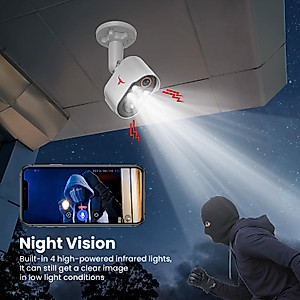 SJCODE 1080P Security Camera Wireless Outdoor with Solar Panel for Home Security, Color Night Vision, PIR Motion Detection, Cloud Storage, 4 Spotlights, 2-Way Audio, Bullet Surveillance Cam