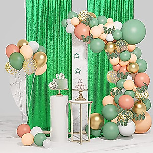 Green Sequin Backdrop Curtains 2 Panels 2ftx8ft Glitter Backdrop Christmas Decoration Sparkly Party Cake Table Backdrop Drapes