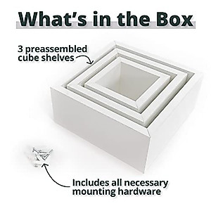 Greenco 3 Cube Floating Shelf, Easy-to-Assemble Floating Wall Mount Shelves for Bedrooms and Living Rooms, White Finish