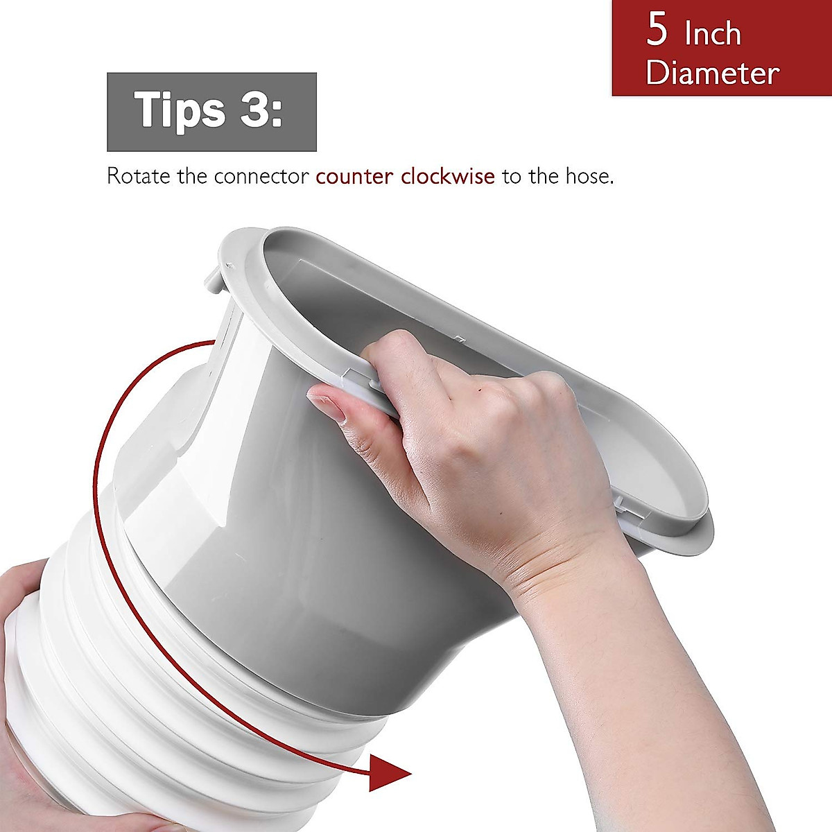 TURBRO 5 Inch Portable Air Conditioner Universal Exhaust Hose Anti-Clockwise Thread with Window Vent Kit