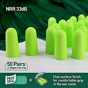 EARS SECRET Foam Ear Plugs for Sleeping, 50+3Pairs Earplugs 38dB Comfortable Ear Plugs for Sleeping Noise Cancelling, Travel, Snoring, Concert, Loud Noise, Shooting, Studying and Work