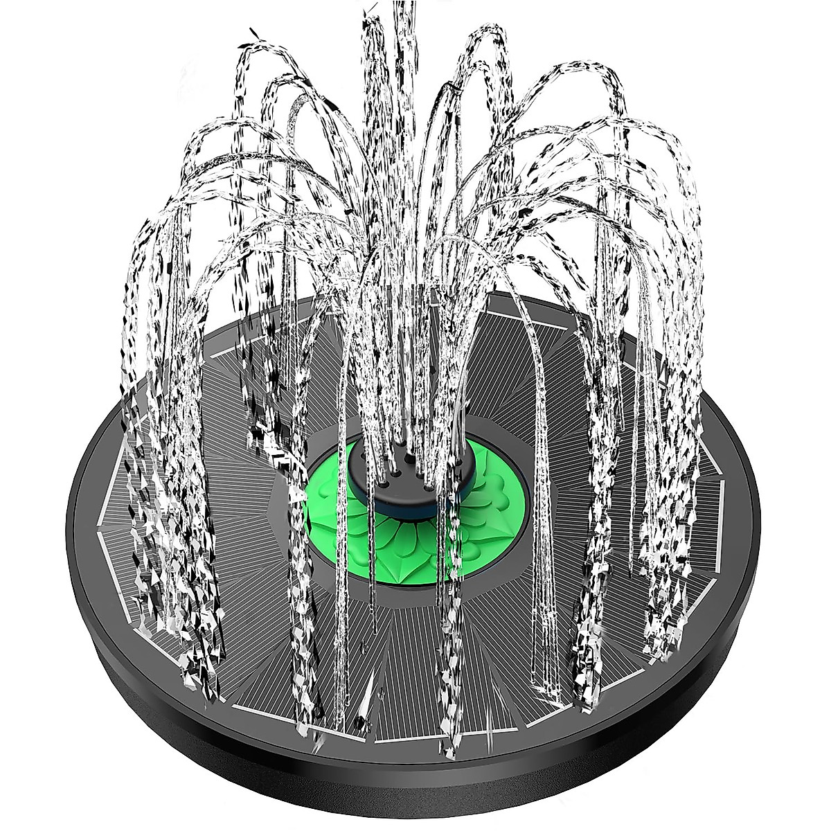 Yzert Solar Fountain Full Glass Black Panel No Battery, 3.5W Bird Bath Fountains Solar Power with 4 Fixed Rods & 7 Nozzles, Solar Fountain Pump for Bird Bath, Pool, Garden, Outdoor, Pond