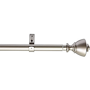 Amazon Basics 1-Inch Wall Curtain Rod with Urn Finials, 72" to 144", Nickel